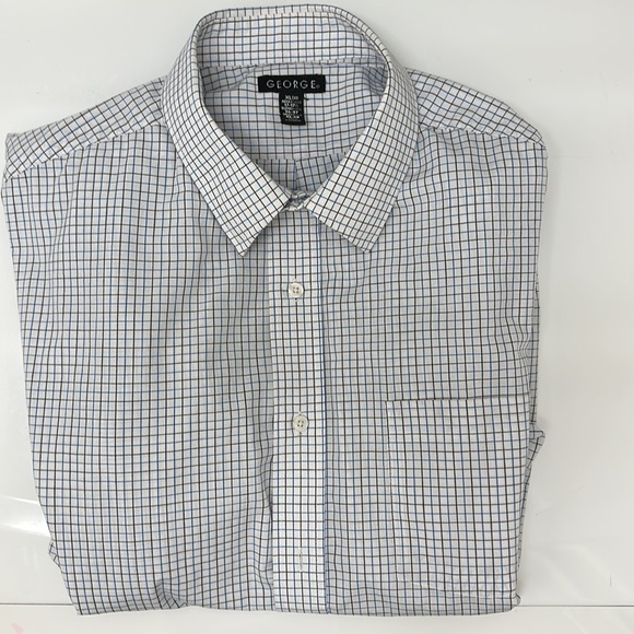 George | Shirts | George Mens Blueblack Plaid Button Up Shirt Xlxg 717 ...